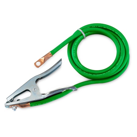 Trystar Premium Welding Cable 1/0 Light Green 5 FT Black Male 2MPC / 500A Steel Ground Clamp ...